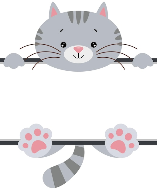 Premium Vector | Cute cat with blank signboard Premium Vector | Cute cat with blank signboard