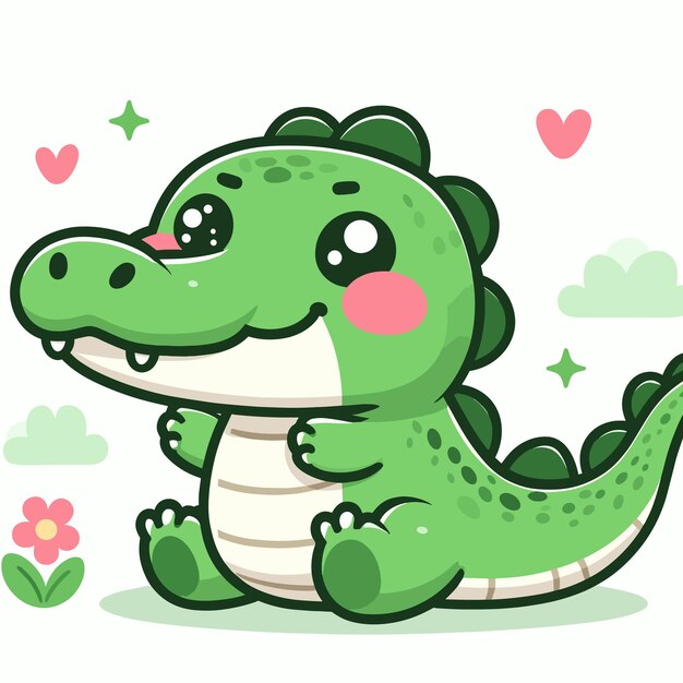 Premium Vector | Cute crocodile cartoon vector on white background Premium Vector | Cute crocodile cartoon vector on white background