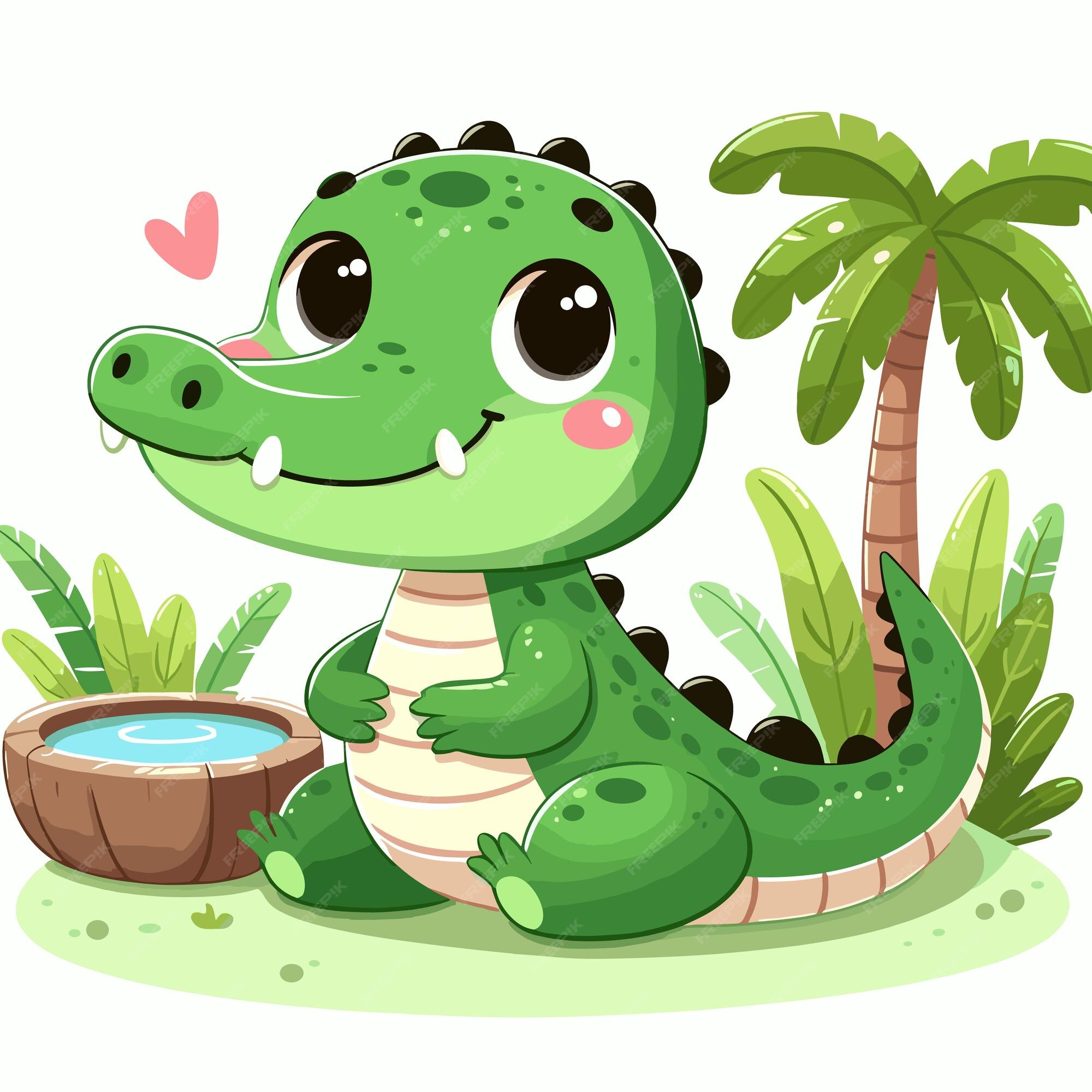 Premium Vector | Cute crocodile cartoon vector on white background Premium Vector | Cute crocodile cartoon vector on white background