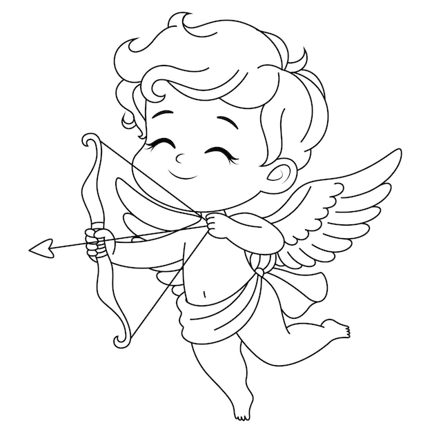 Premium Vector Cute Cupid Coloring Page Illustration Valentine Coloring Book