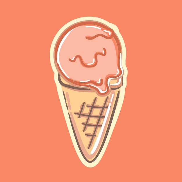 Premium Vector Cute Delicious Strawberry Ice Cream Cone