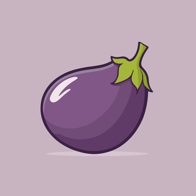 Premium Vector Cute Eggplant Cartoon Vector Illustration
