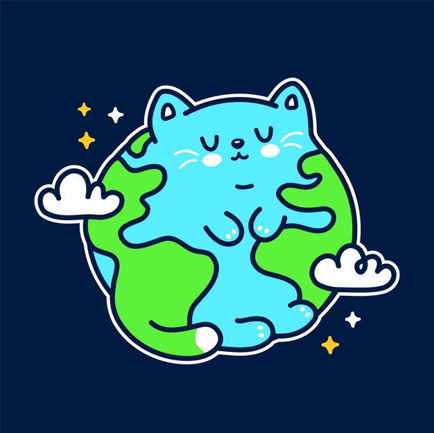 Premium Vector Cute Happy Funny Earth Planet Character Cartoon