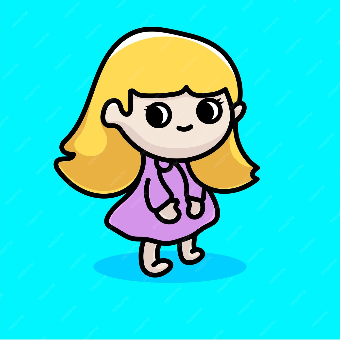 Premium Vector Cute Girl Cartoon Character Mascot Flat Design Cute
