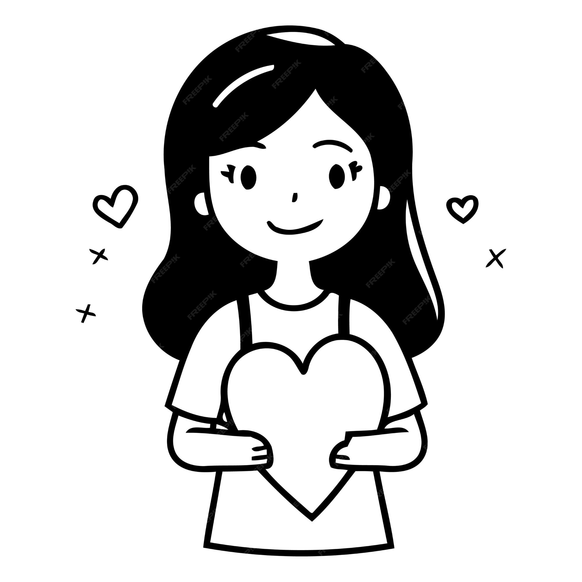 Premium Vector Cute Girl Holding A Heart Vector Illustration In Cartoon Style
