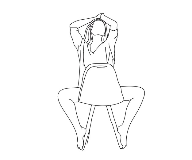 Premium Vector Cute Girl Line Art Drawing