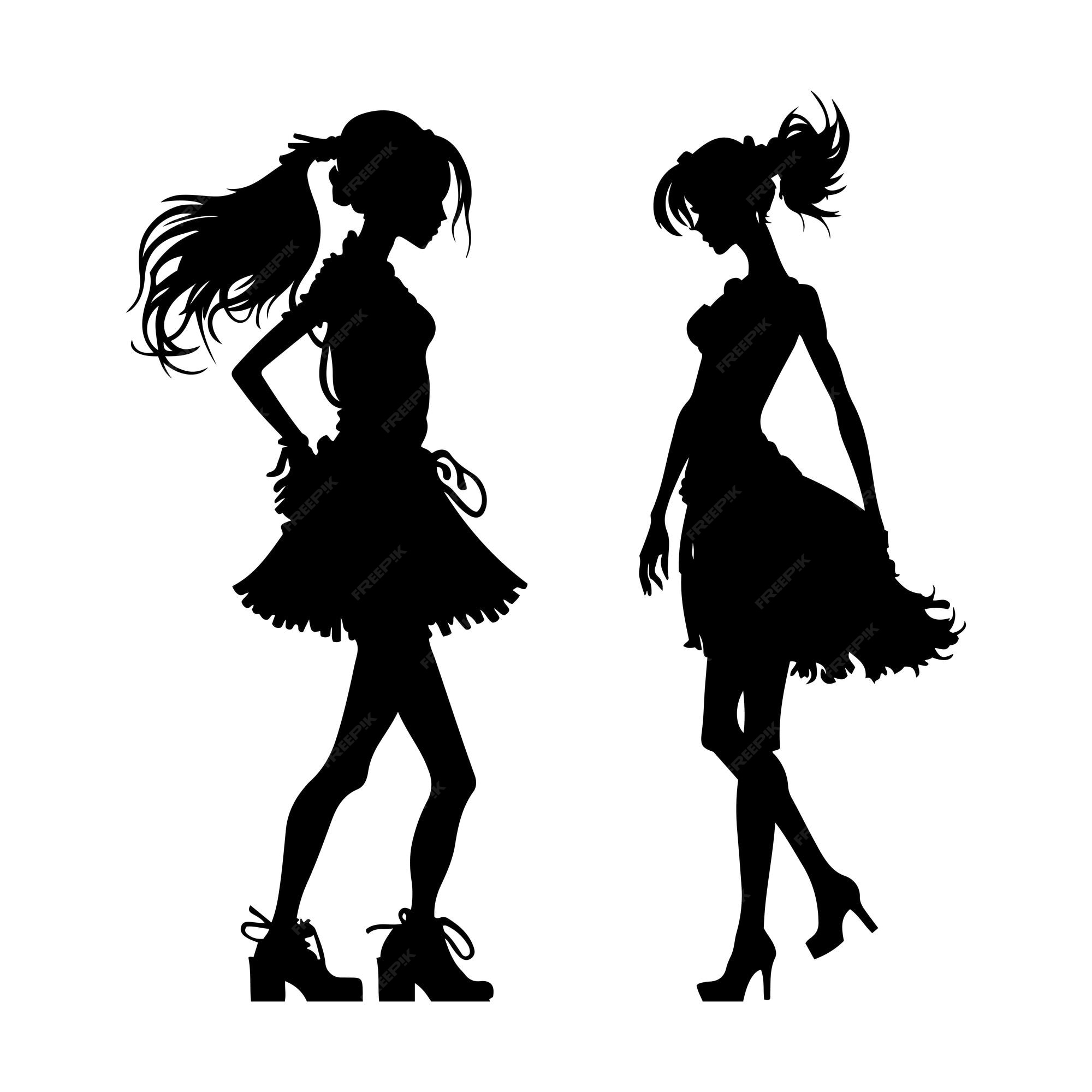 Premium Vector Cute Girl Silhouette Vector Beautiful Adult Girl
