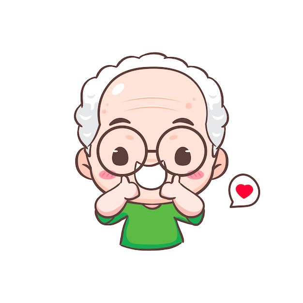 Premium Vector Cute Grandpa Show Thumbs Up Cartoon Character People