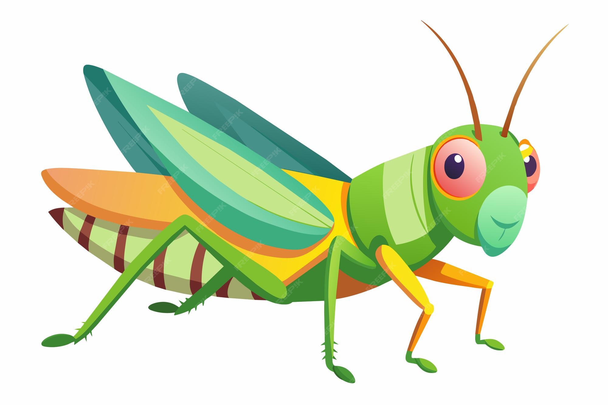 Premium Vector Cute Grasshopper Hopping Gradient Illustration In White Background