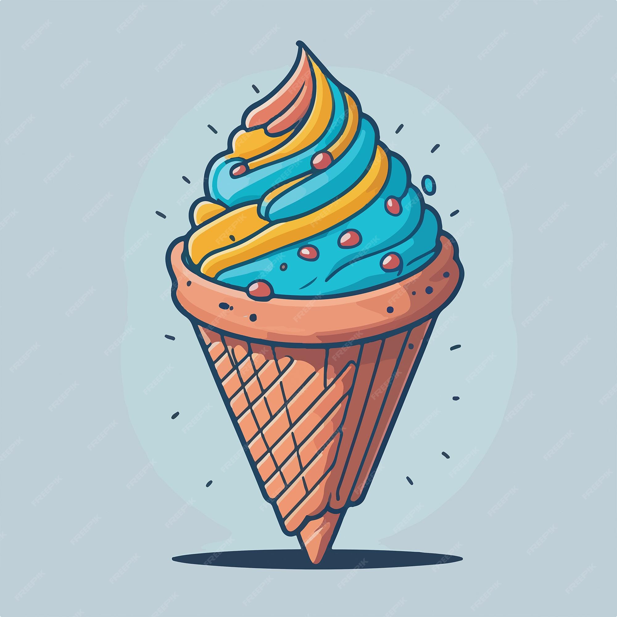 Premium Vector Cute Ice Cream Cone Cartoon Vector Icon Illustration