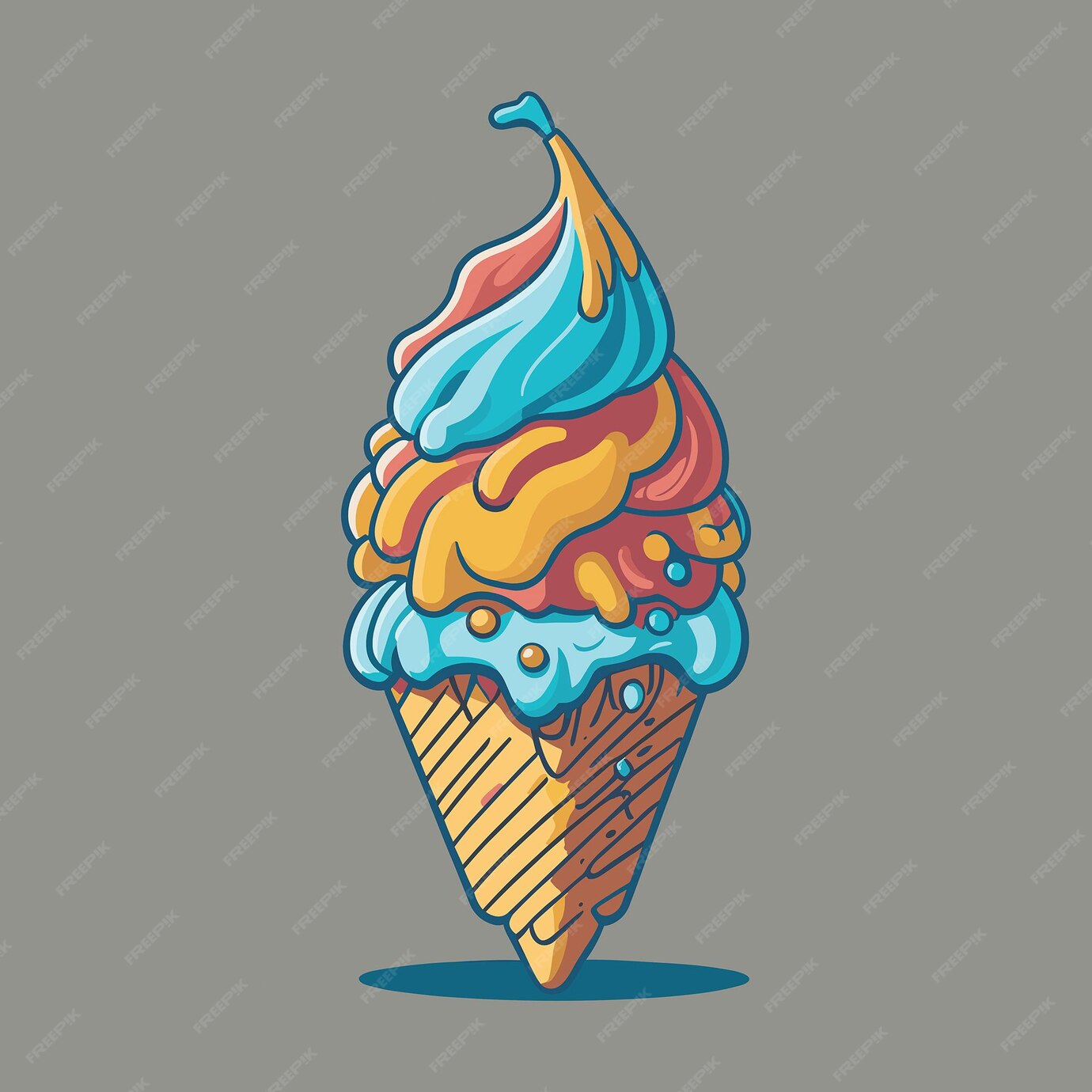 Premium Vector Cute Ice Cream Cone Cartoon Vector Icon Illustration