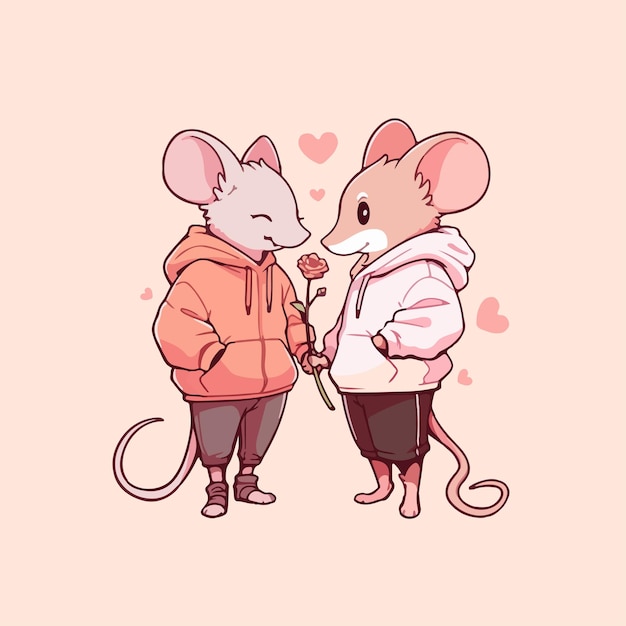Premium Vector | Cute kawaii cartoon rat mouse illustration Premium Vector | Cute kawaii cartoon rat mouse illustration