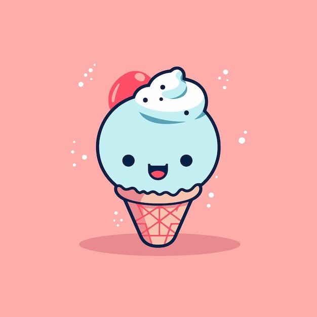 Premium Vector Cute Kawaii Ice Cream Chibi Mascot Vector Cartoon Style