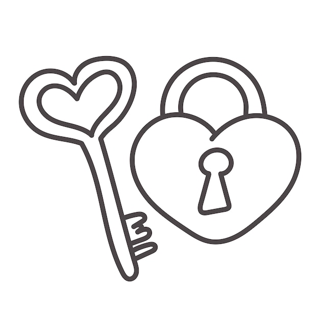 Premium Vector | Cute key and lock. Heart shaped padlock with funny ... Premium Vector | Cute key and lock. Heart shaped padlock with funny ...