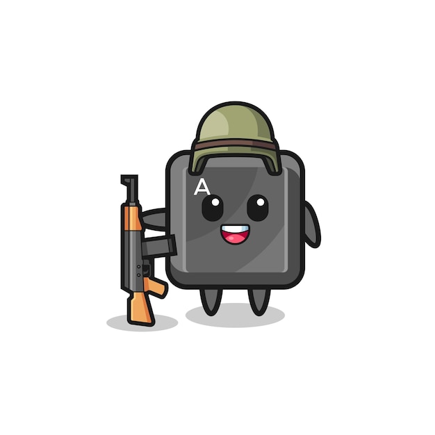Premium Vector | Cute keyboard button mascot as a soldier Premium Vector | Cute keyboard button mascot as a soldier
