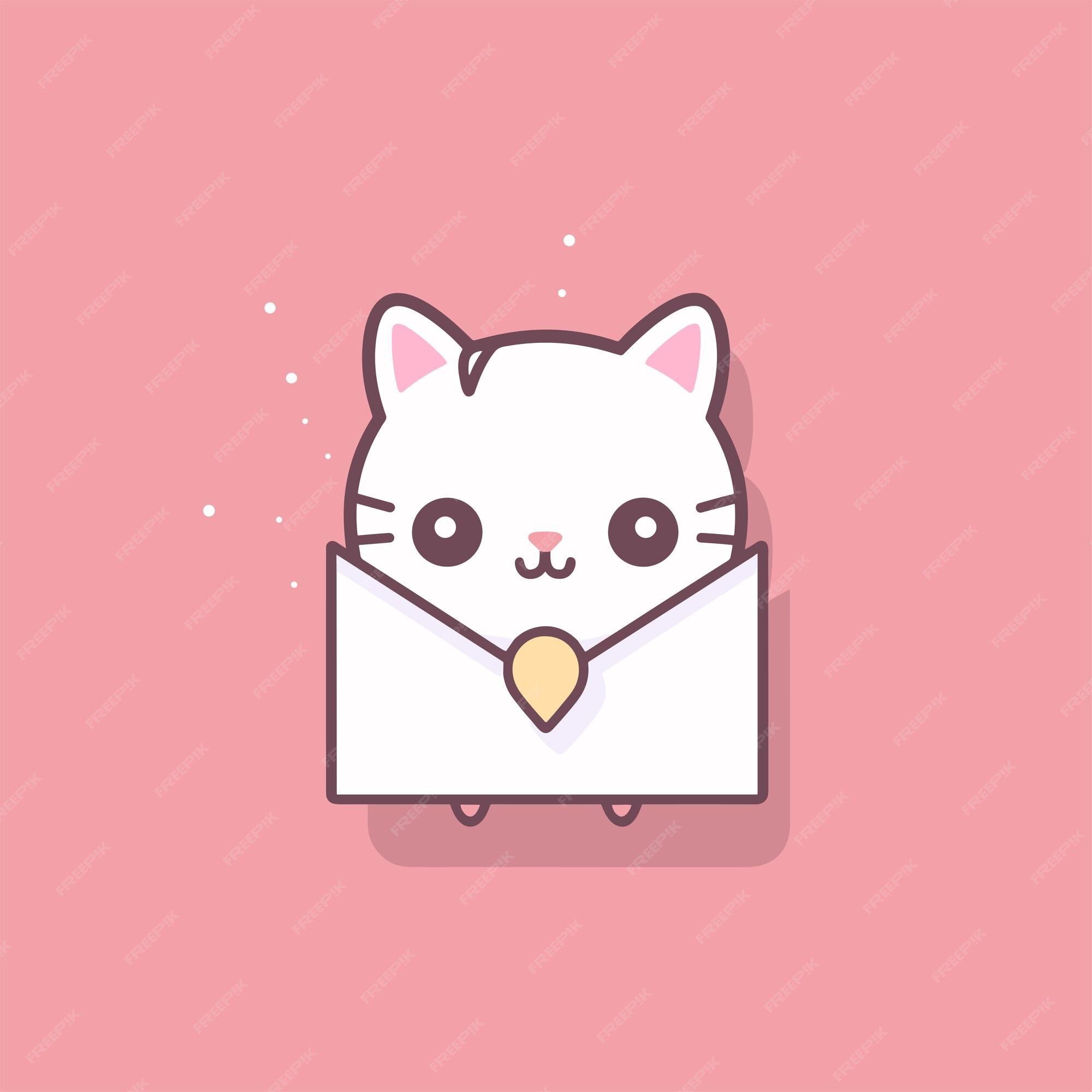 Premium Vector Cute Little Cat With Envelope Love Letter With Cutie Cat Vector Illustration