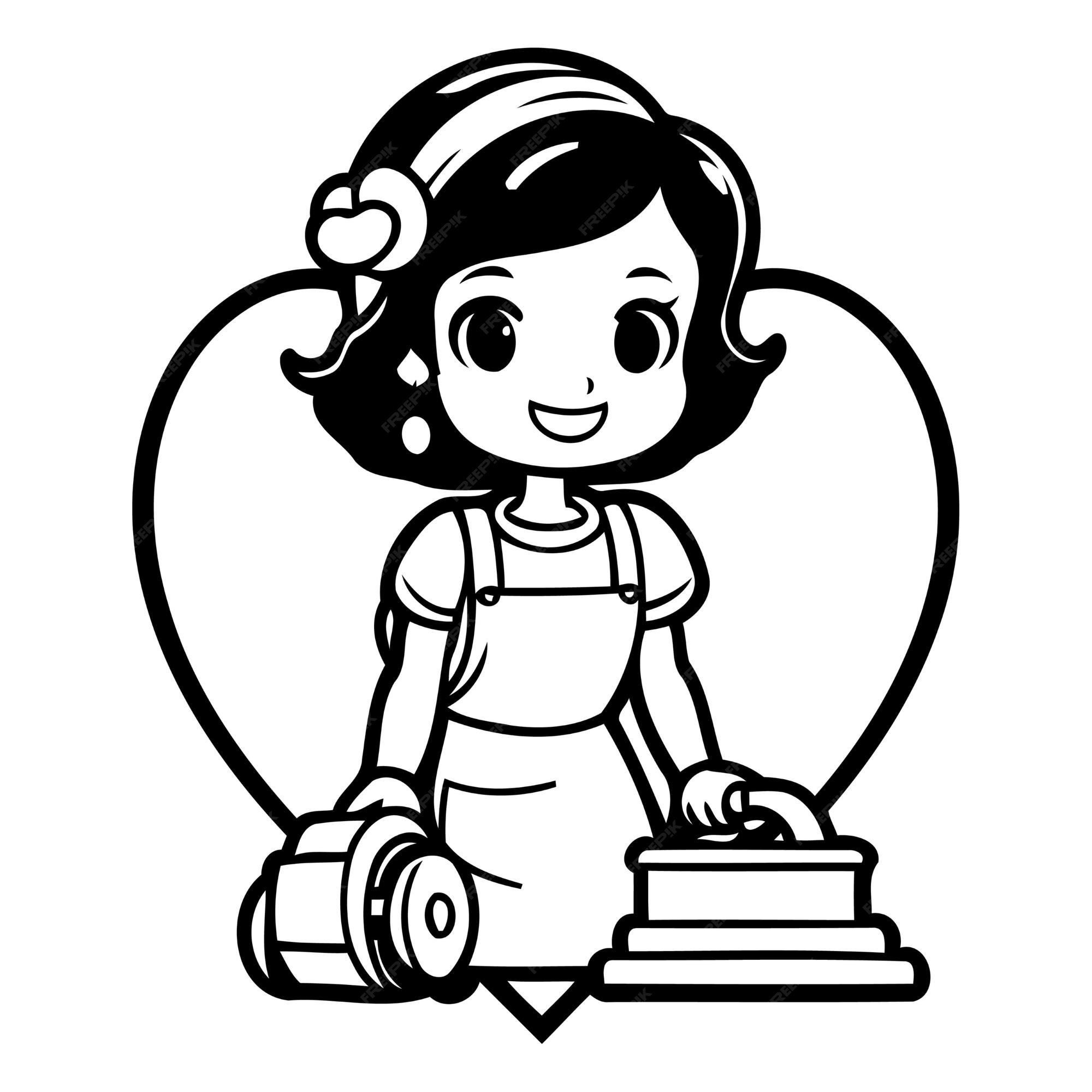 Premium Vector Cute Maid Cartoon Vector Illustration Colorful Clip Art For Valentines Day