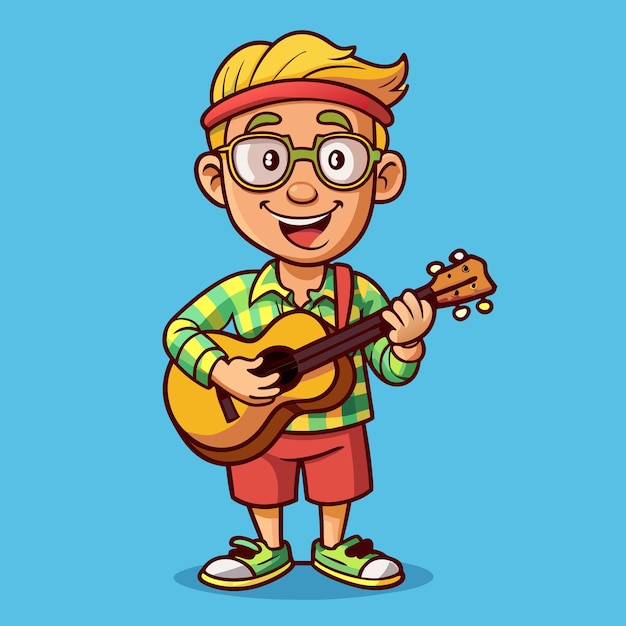 Premium Vector Cute Man Playing Ukulele Vector Clipart