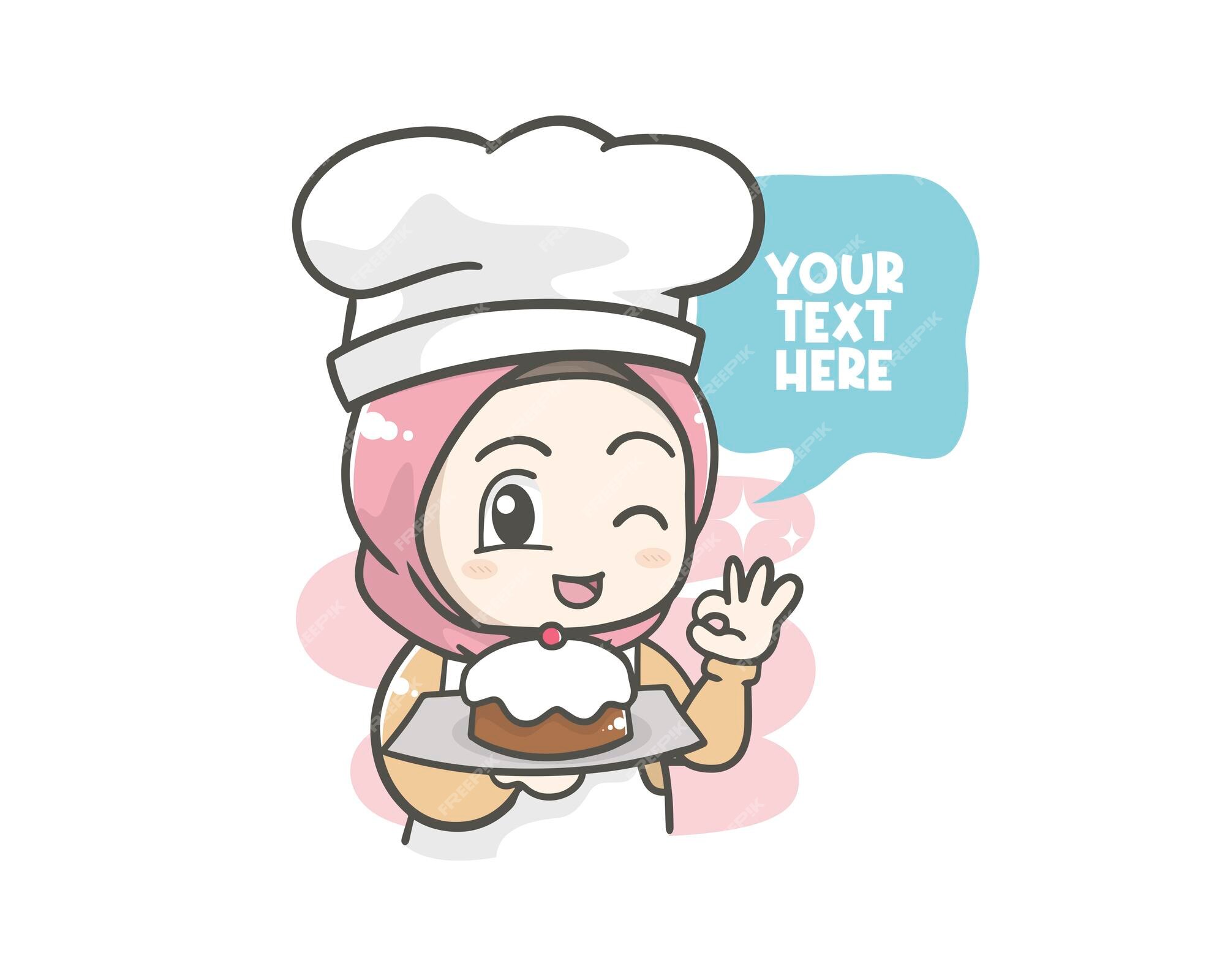Premium Vector The Cute Moslem Female Chef