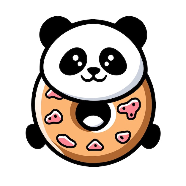 Premium Vector Cute Panda Bear Hand Drawn Flat Stylish Mascot Cartoon