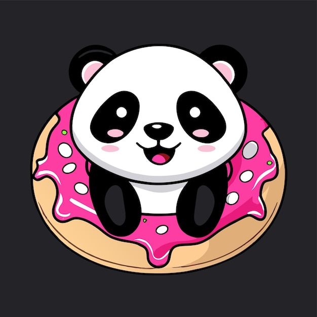 Premium Vector Cute Panda Bear Hand Drawn Flat Stylish Mascot Cartoon