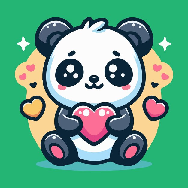 Premium Vector Cute Panda Holding Love Cartoon Icon Illustration