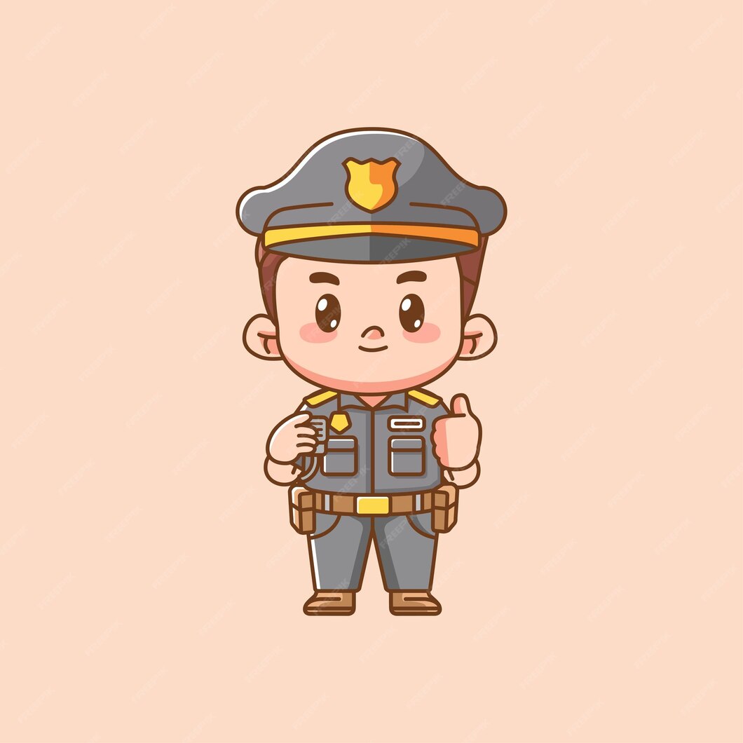 Premium Vector Cute Police Officer Uniform Thumbs Up Kawaii Chibi Character Mascot 5493