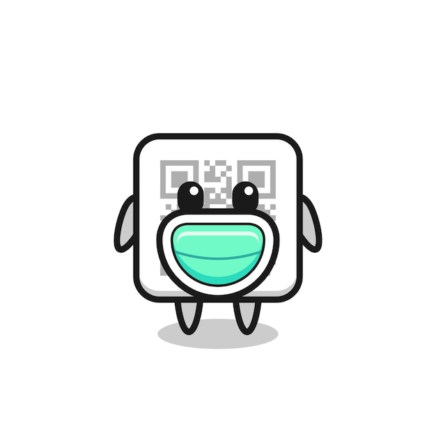 Premium Vector | Cute qr code cartoon wearing a mask Premium Vector | Cute qr code cartoon wearing a mask