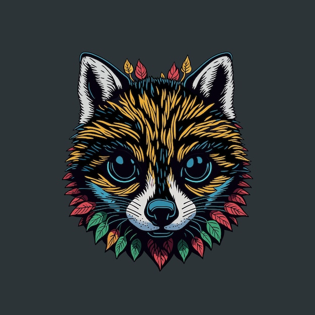 Premium Vector | Cute raccoon face flat vector Premium Vector | Cute raccoon face flat vector