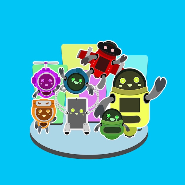Premium Vector | Cute robot character vector illustration Premium Vector | Cute robot character vector illustration