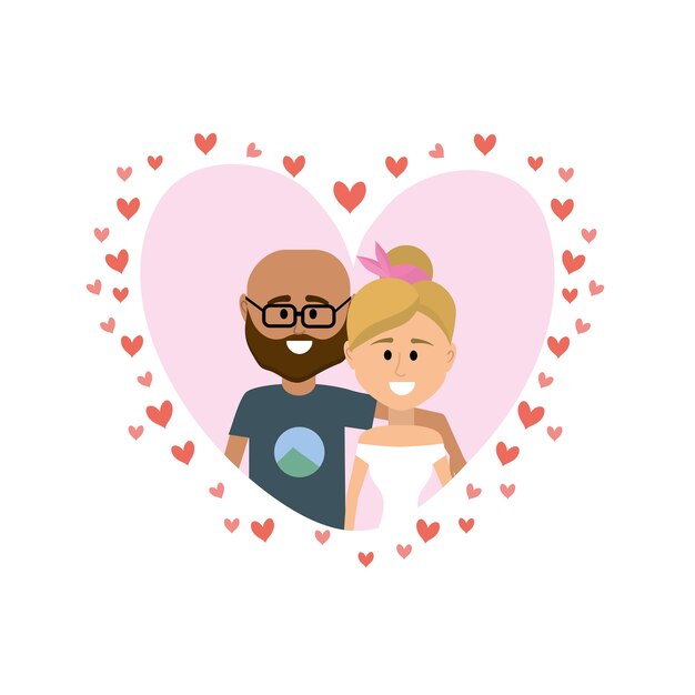 Premium Vector Cute Romantic Couple Inside Heart Design