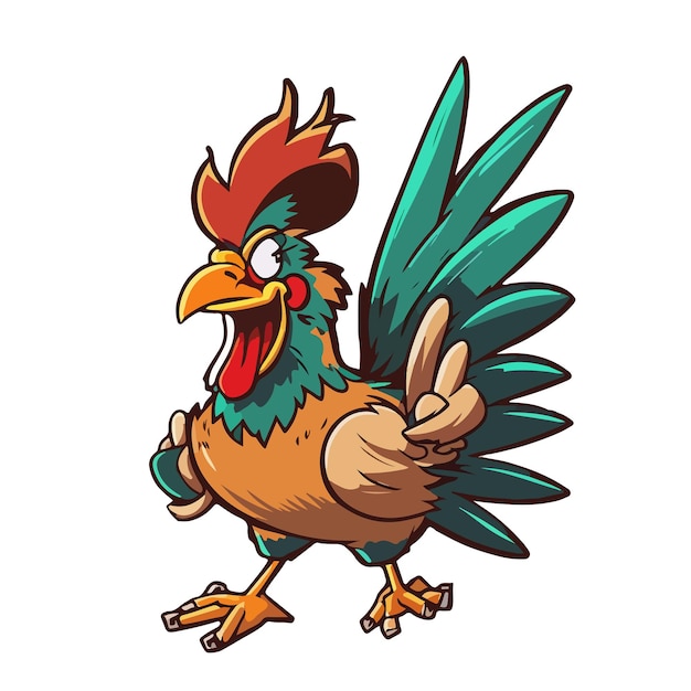 Premium Vector Cute Rooster Cartoon Style