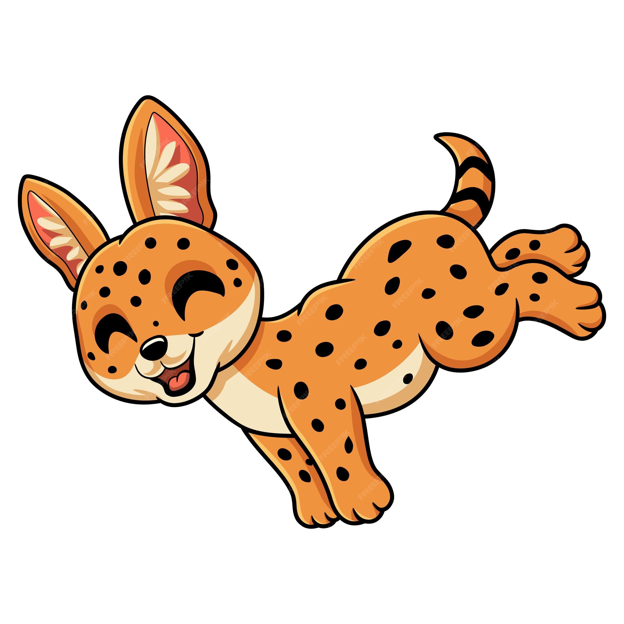 Premium Vector Cute Serval Cat Cartoon Jumping