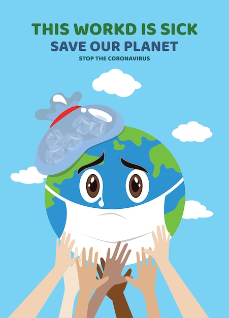 Premium Vector | Cute sick earth, coronavirus attacking the earth ... Premium Vector | Cute sick earth, coronavirus attacking the earth ...