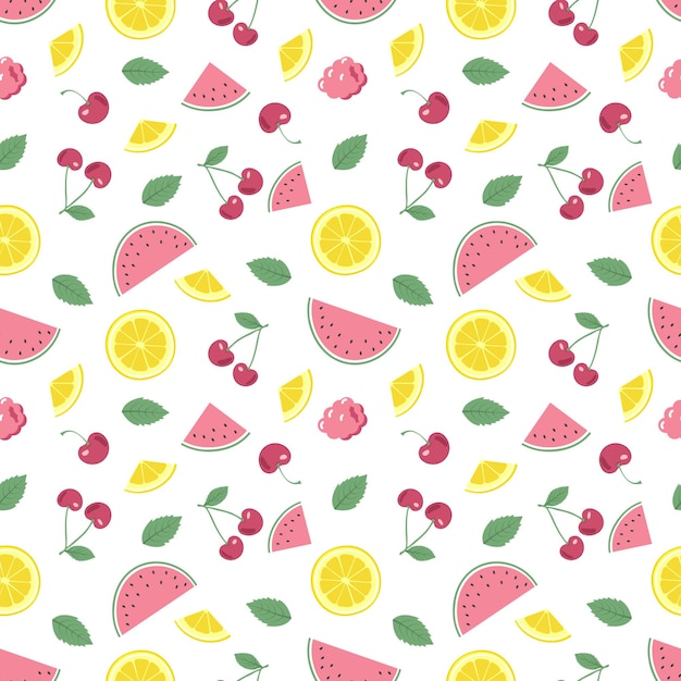 Premium Vector | Cute spring or summer seamless pattern with cherries ... Premium Vector | Cute spring or summer seamless pattern with cherries ...