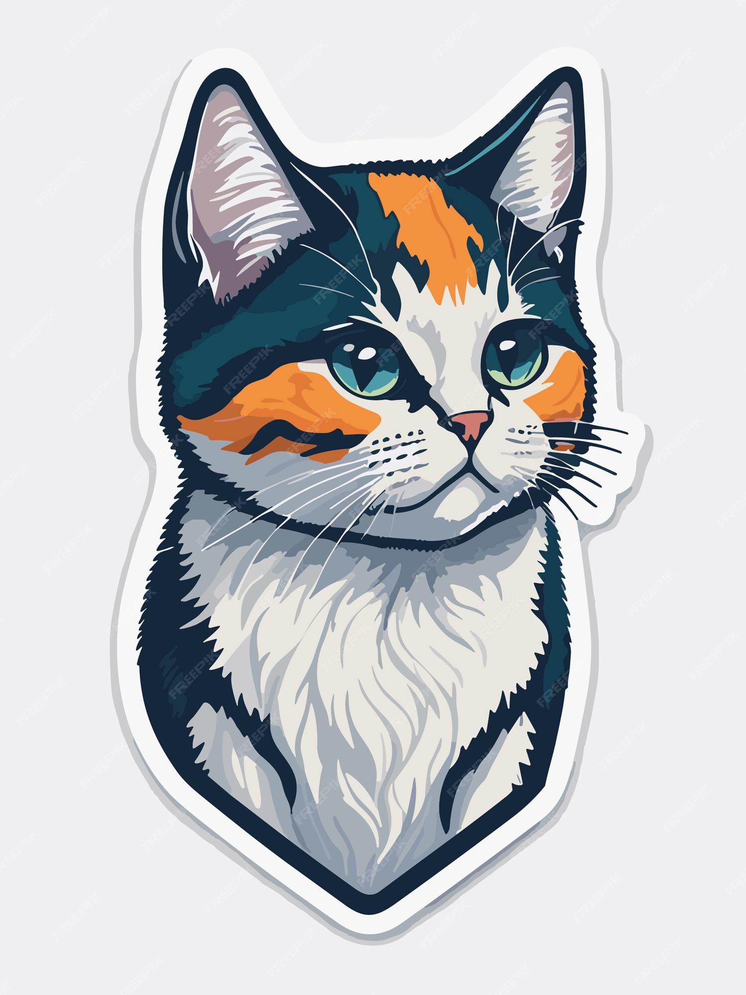 Premium Vector Cute Sticker Cat Illustration Art