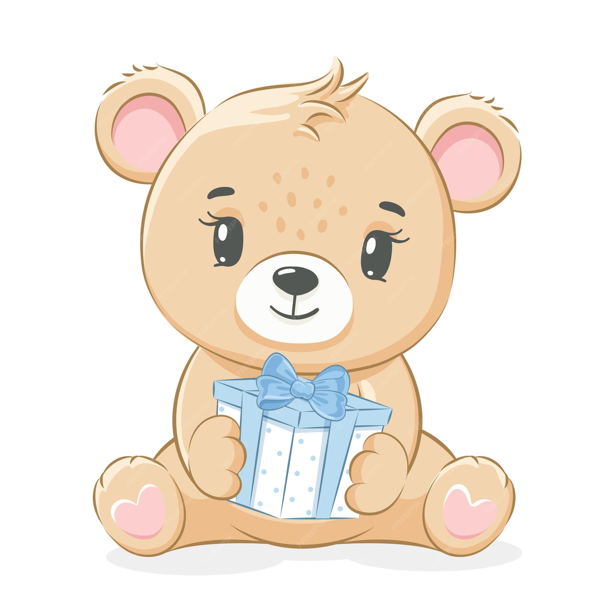 Premium Vector A Cute Teddy Bear Is Sitting And Holding A T