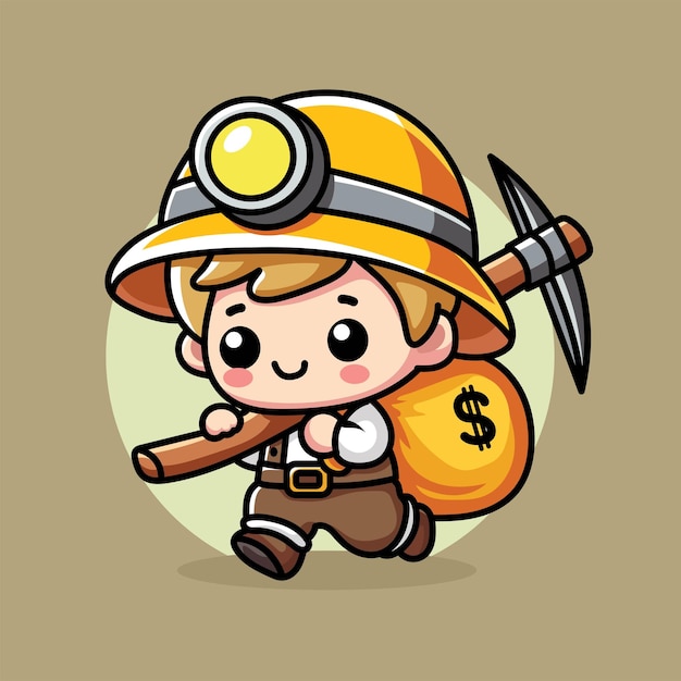 Premium Vector | Cute vector design illustration of gold miner Premium Vector | Cute vector design illustration of gold miner