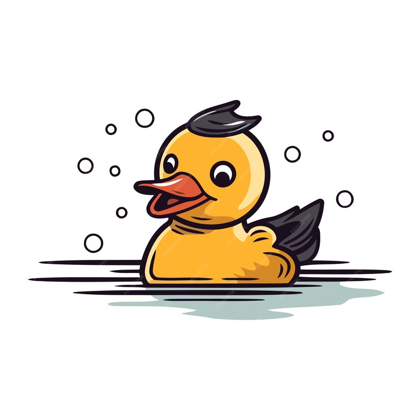 Premium Vector Cute Yellow Rubber Duck On A White Background Vector