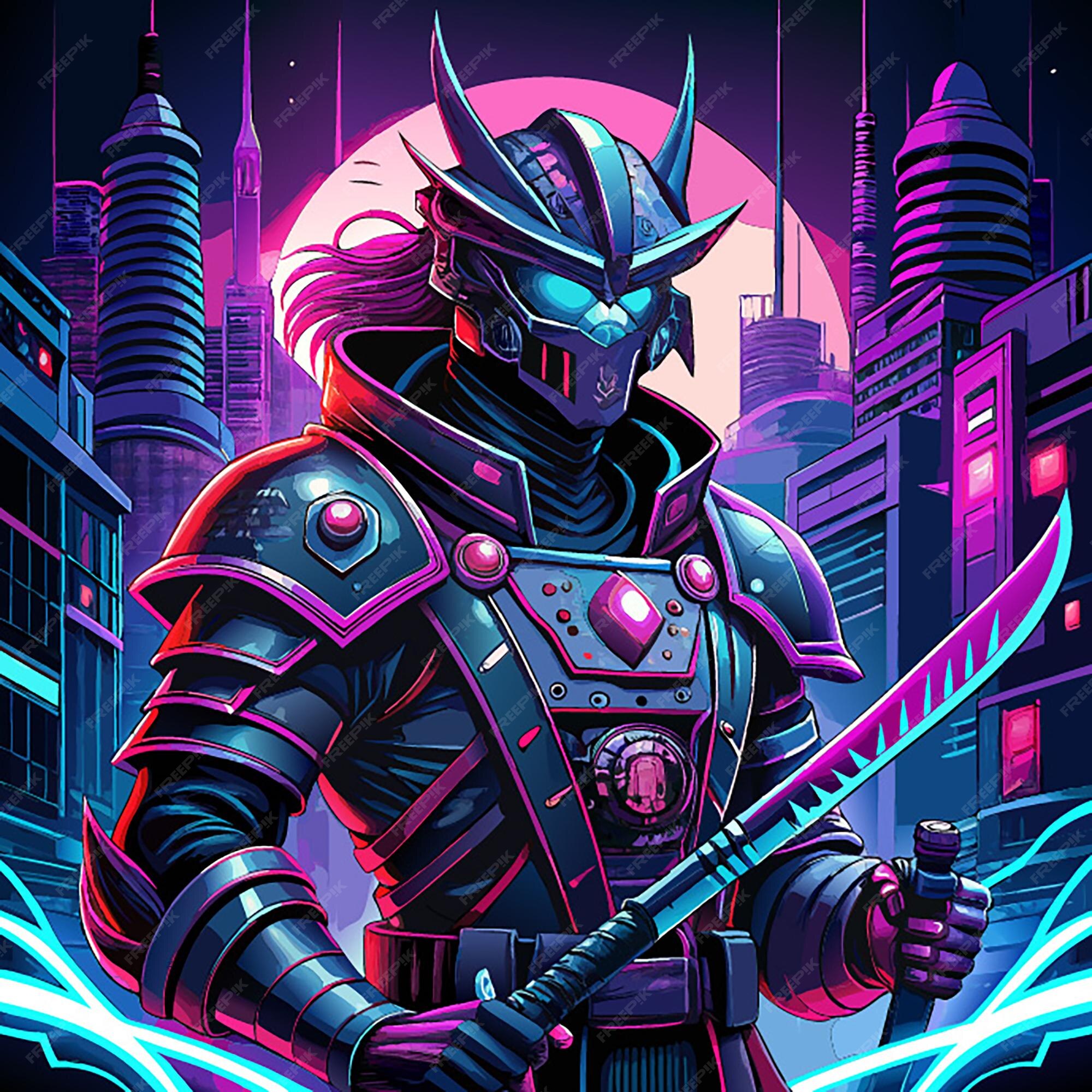 Cyberpunk Samurai Tshirt Depicting Cyberpunk Samurai in Futuristic Neon ... Cyberpunk Samurai Tshirt Depicting Cyberpunk Samurai in Futuristic Neon ...