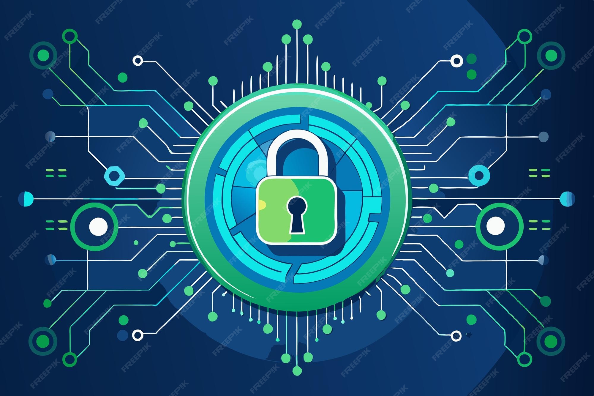 Cybersecurity Lock And Binary Code Background With Tech Circuit Patterns Premium Ai Generated