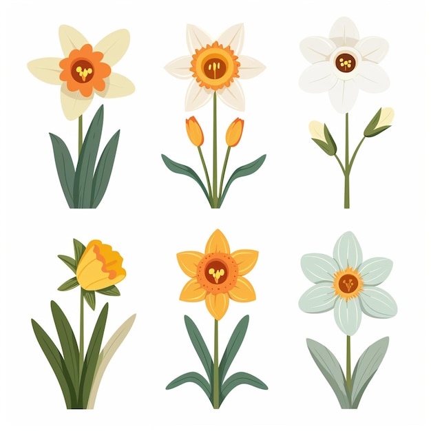 Premium Vector | Daffodil Vector Set simple and minimal Premium Vector | Daffodil Vector Set simple and minimal