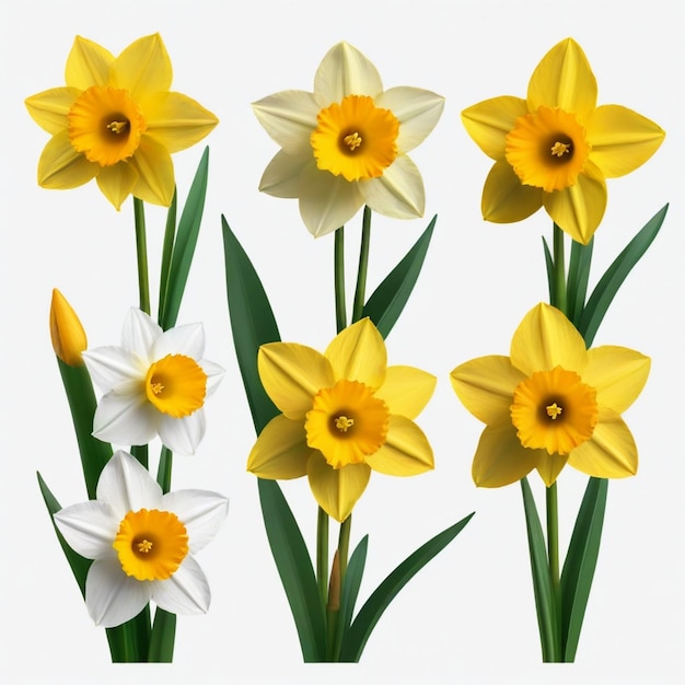 Premium Vector | Daffodil vector set white background isolated Premium Vector | Daffodil vector set white background isolated