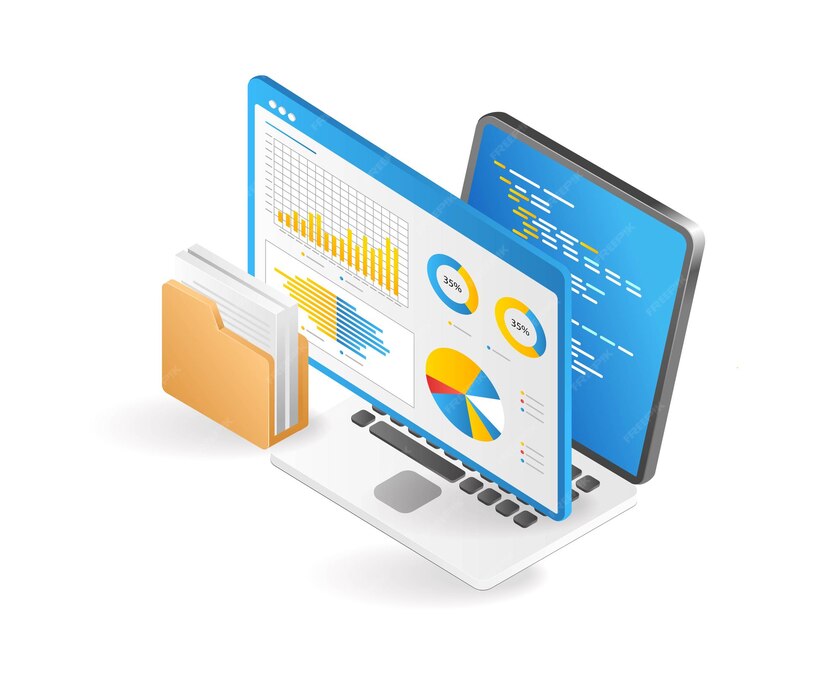 Premium Vector | Data analysis programming language web developer