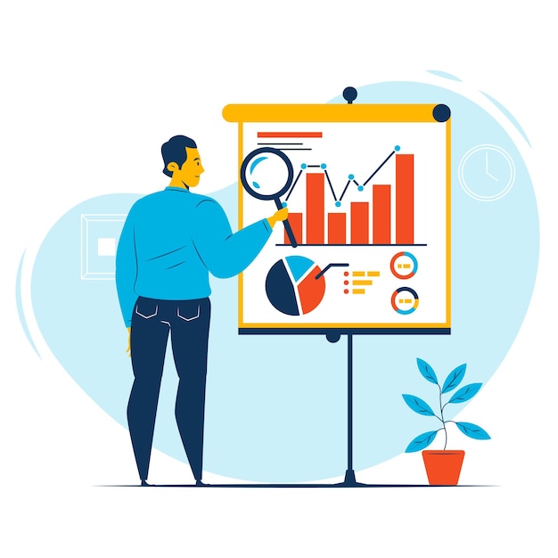 Premium Vector | Data analytics and monitoring report illustration Premium Vector | Data analytics and monitoring report illustration