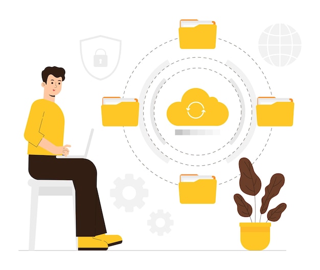 Premium Vector | Data backup concept cloud storage vector illustration Premium Vector | Data backup concept cloud storage vector illustration