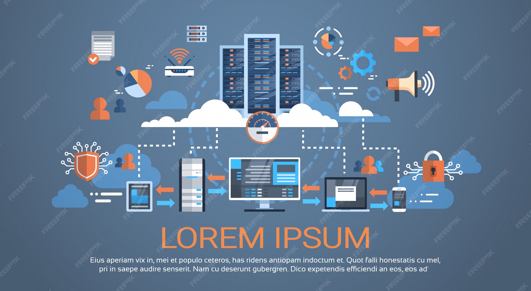 Premium Vector Data Center Cloud Computer Connection Hosting Server Database Synchronize