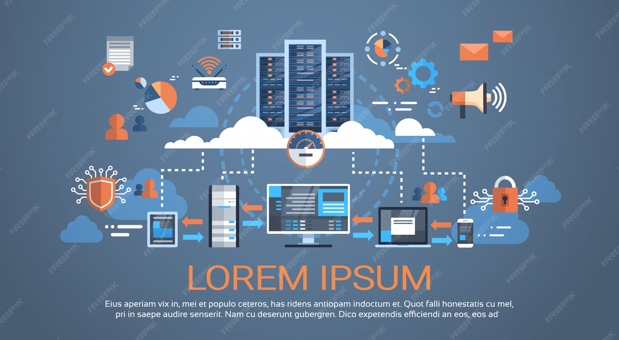 Premium Vector Data Center Cloud Computer Connection Hosting Server Database Synchronize