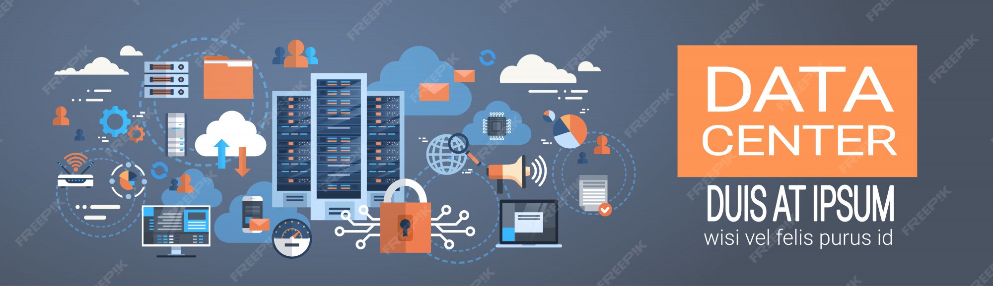 Premium Vector | Data center cloud computer connection hosting server database synchronize ...