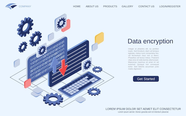 Premium Vector Data Encryption Modern 3d Isometric Vector Concept